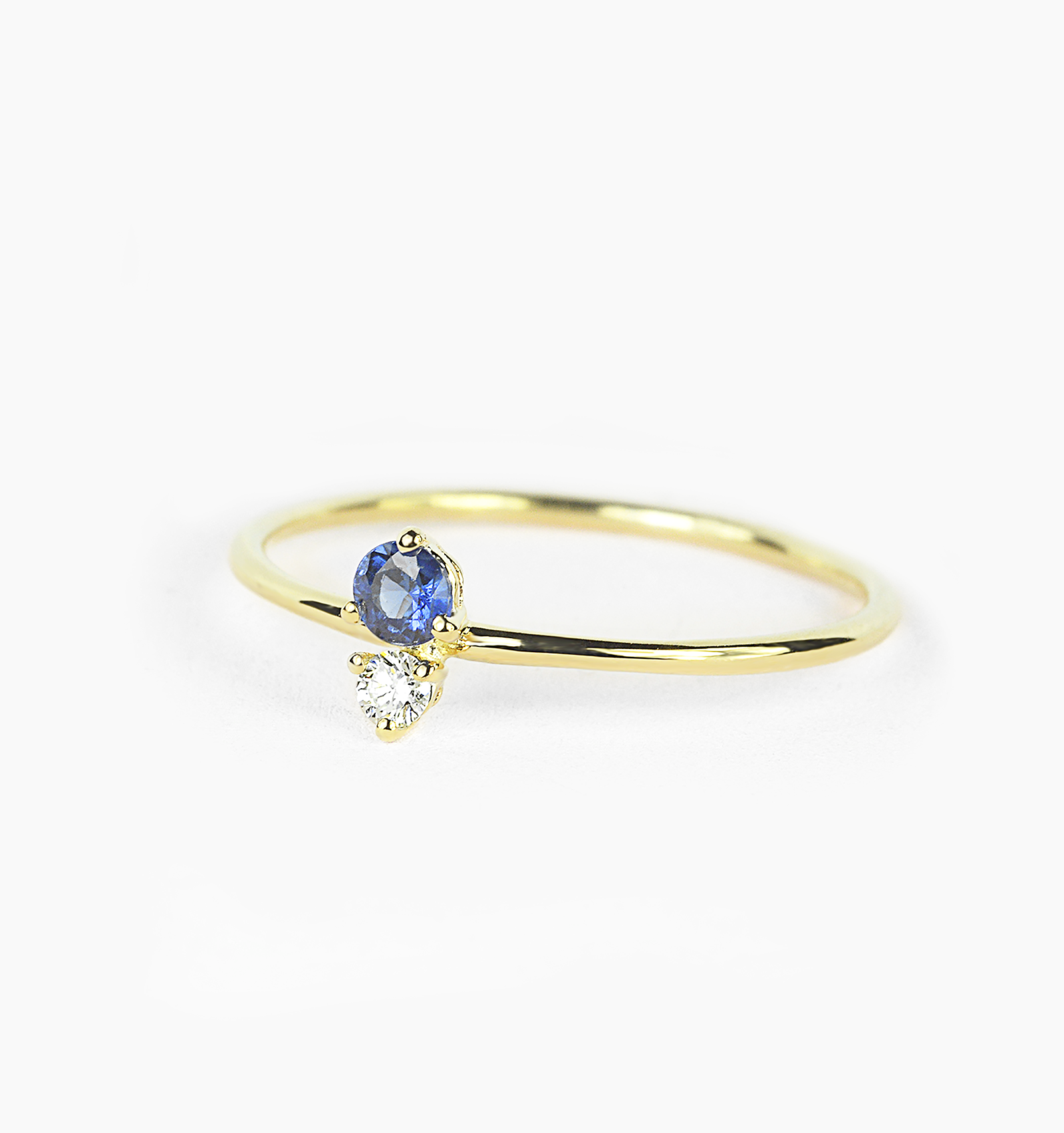 Blue Sapphire Stackable Ring, Diamond Stackable Ring - DIORAH JEWELLERS
