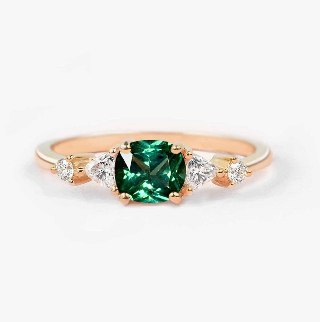 1.0ct Mint Green Sapphire Art deco Engagement Ring - DIORAH JEWELLERS