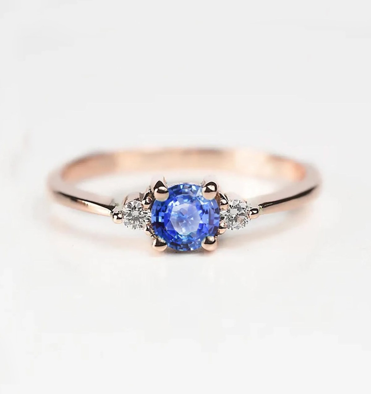 6mm Light Blue Sapphire Engagement Ring - DIORAH JEWELLERS