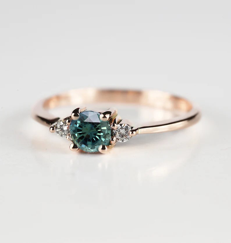 1.02ct Minimal Teal Sapphire Ring - DIORAH JEWELLERS