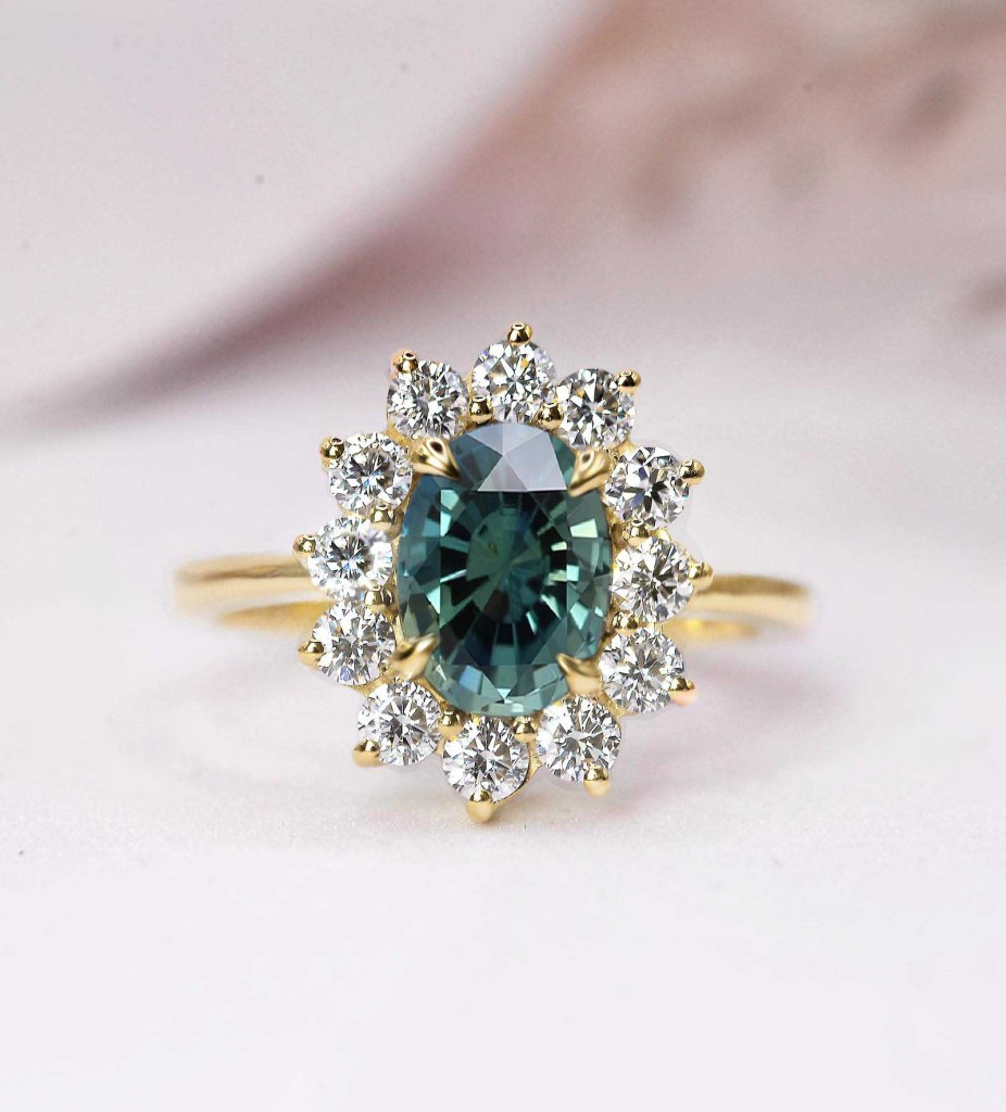 Teal sapphire diamond ring - DIORAH JEWELLERS