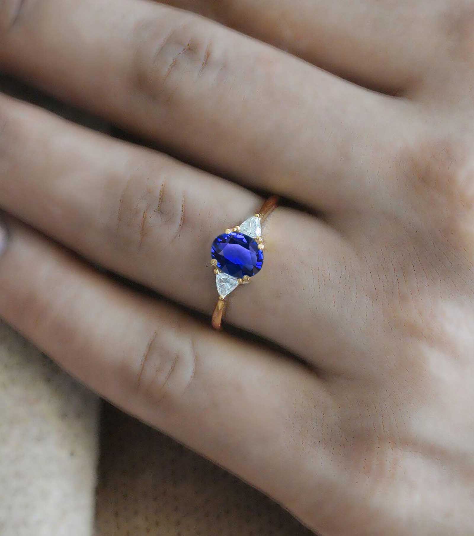 Dark blue sapphire minimalist ring - DIORAH JEWELLERS