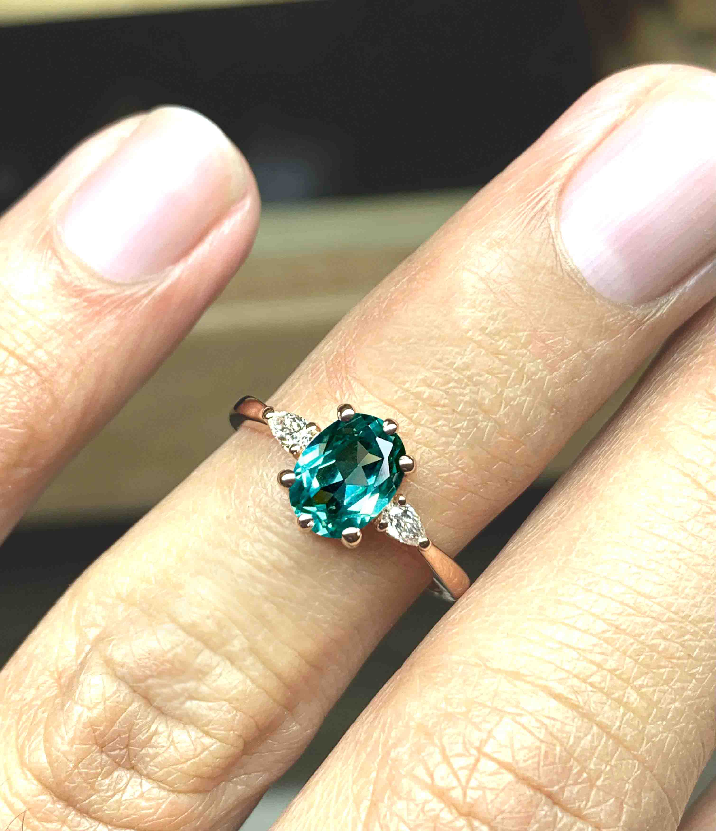 Mint green tourmaline dainty ring - DIORAH JEWELLERS