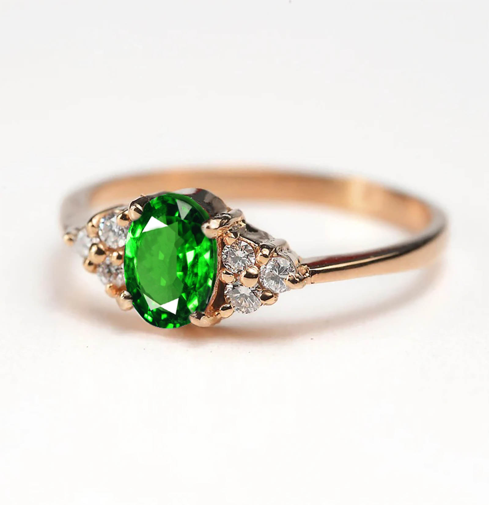 Oval Green Tsavorite Bespoke Ring - DIORAH JEWELLERS