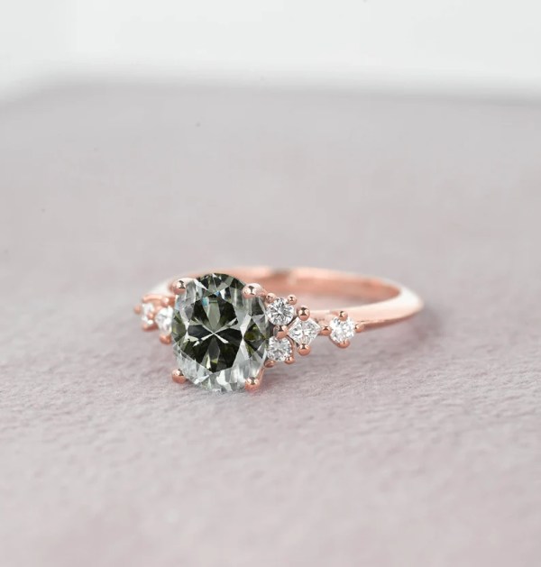 1.51ct Gray Moissanite Art deco Ring - DIORAH JEWELLERS