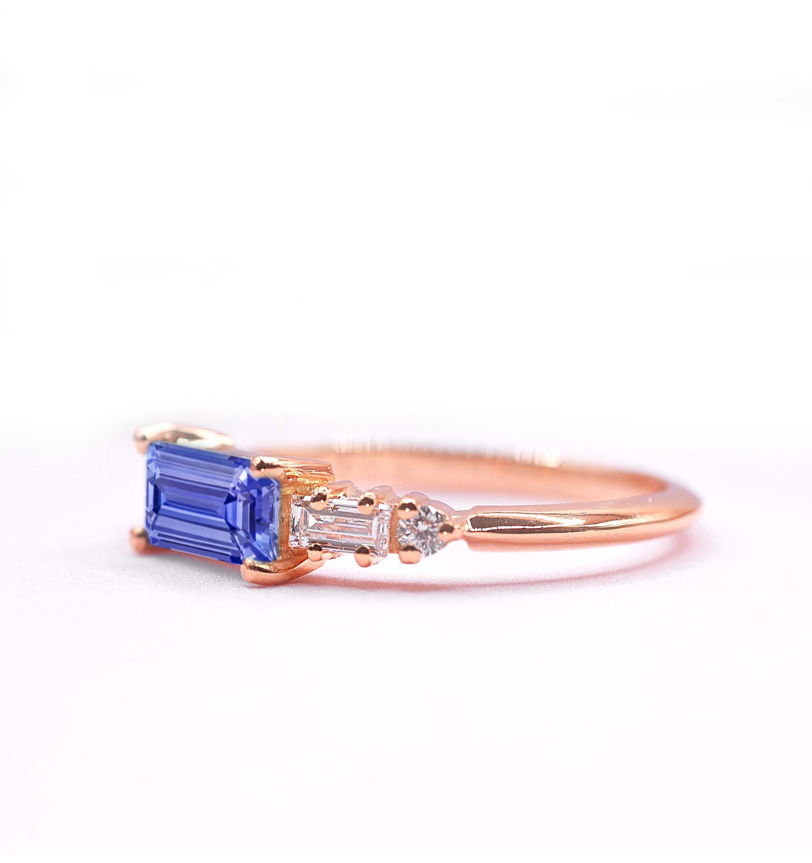 Unique Emerald Cut Light Blue Sapphire Bespoke Ring for her - DIORAH ...