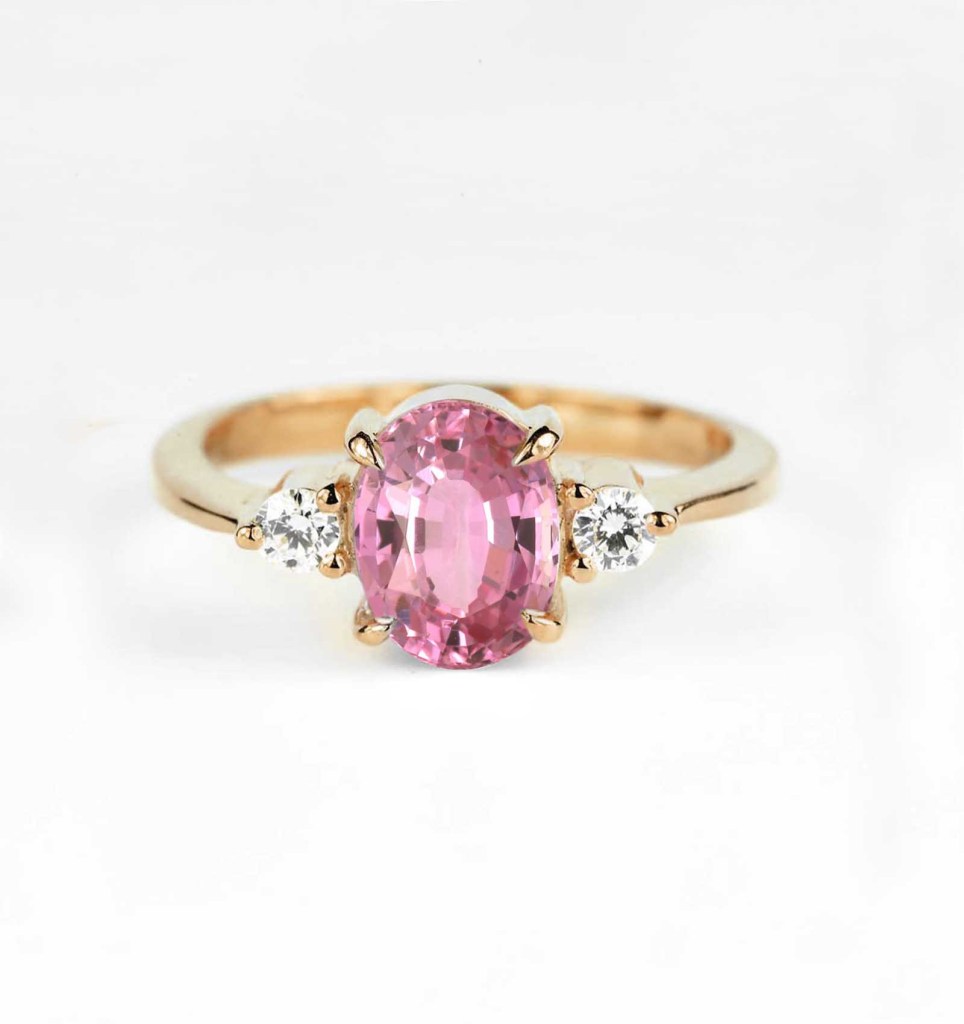 Simple Engagement Ring Features a Natural Pink Sapphire - DIORAH JEWELLERS