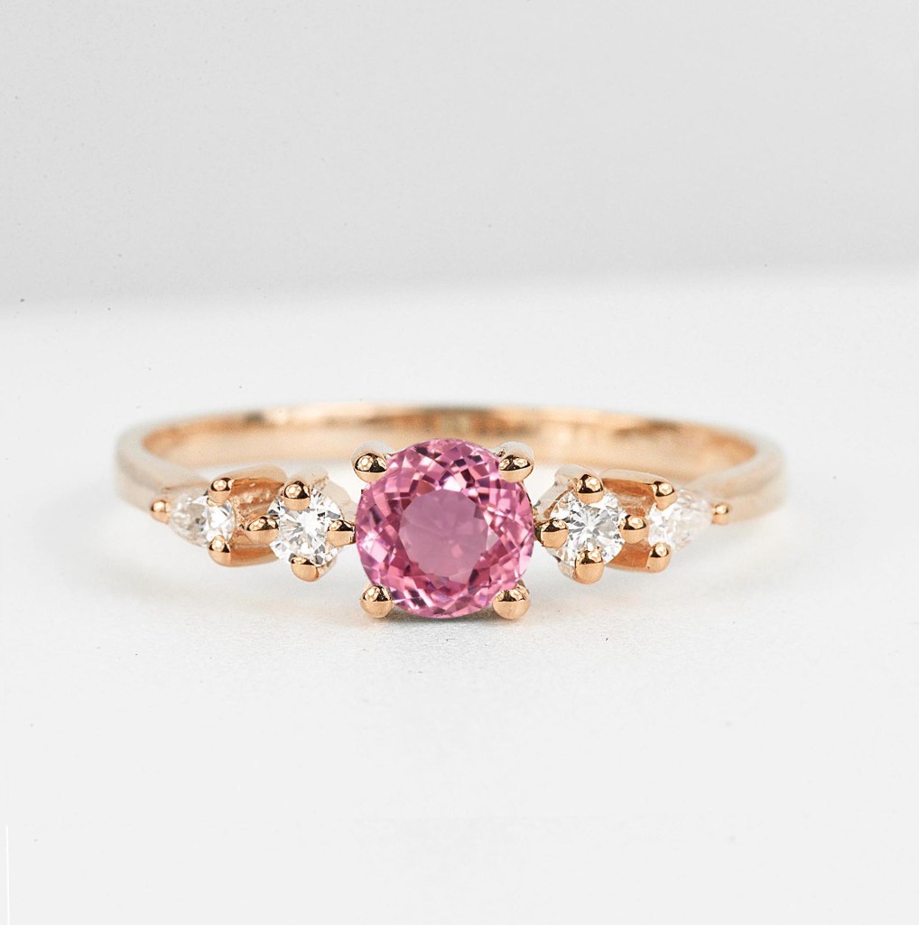 Dainty pink sapphire ring in rose gold - DIORAH JEWELLERS