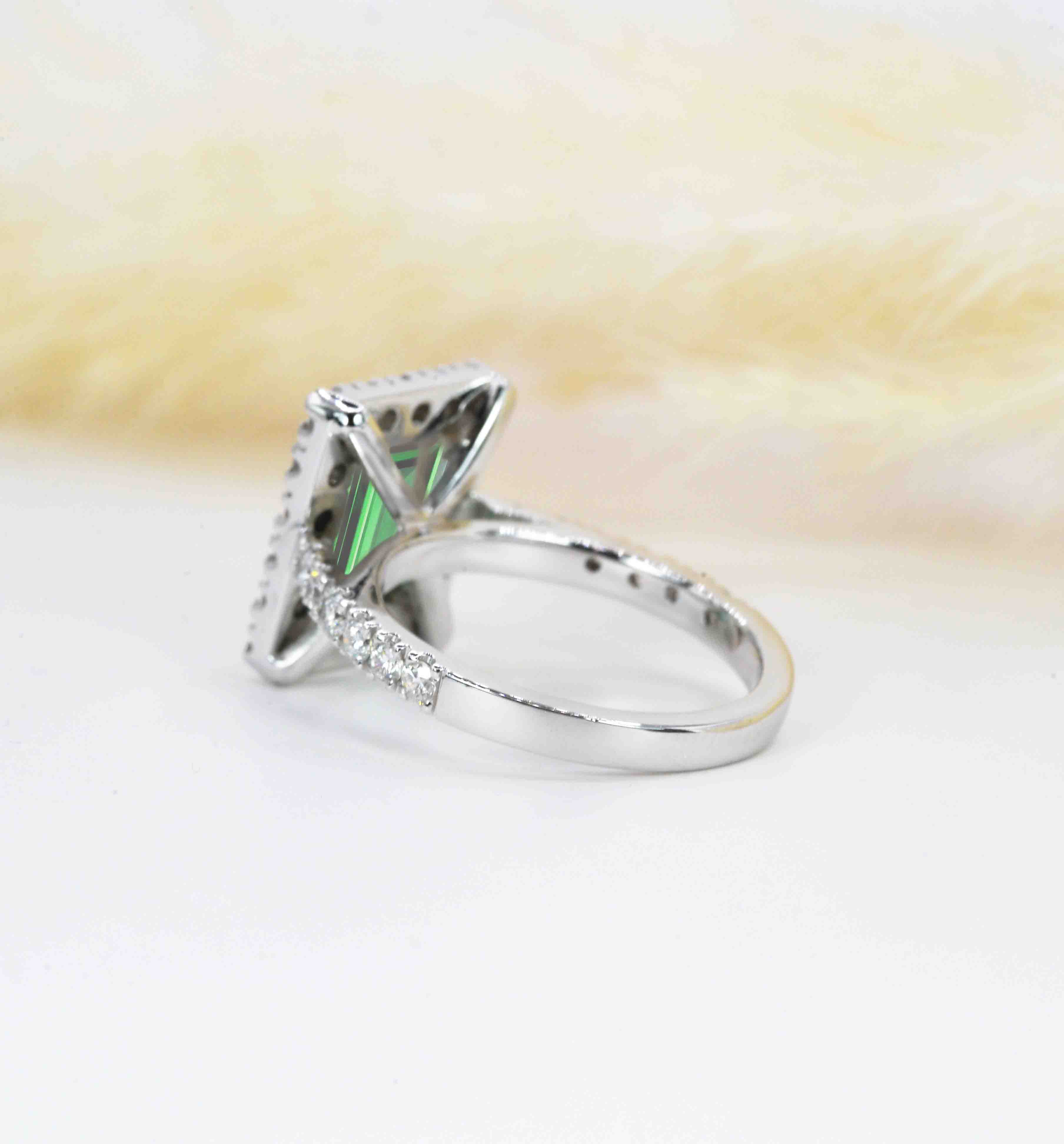 Emerald cut green tsavorite ring - DIORAH JEWELLERS