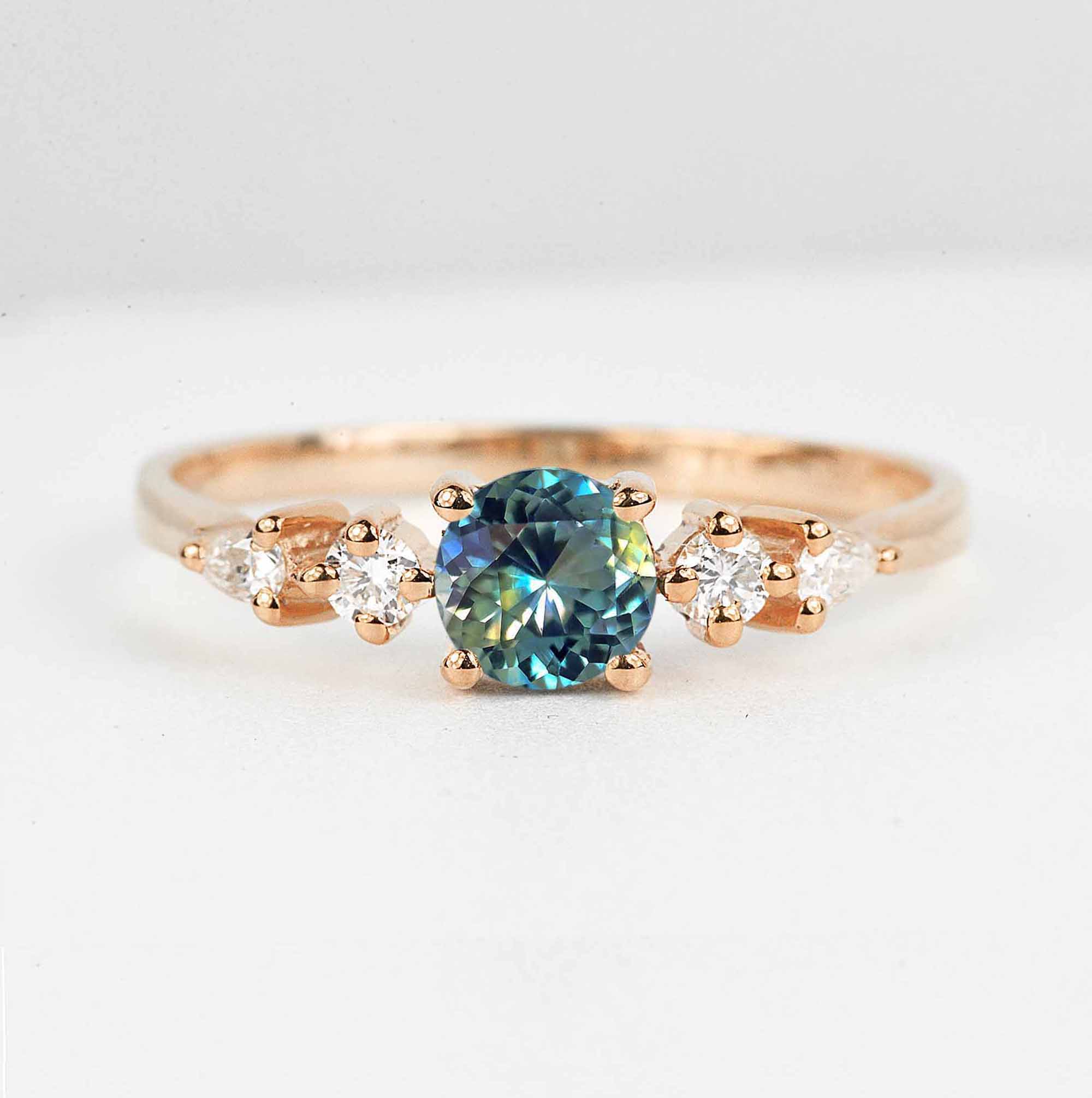 Teal Sapphire Engagement Ring For Her - Diorah Jewellers