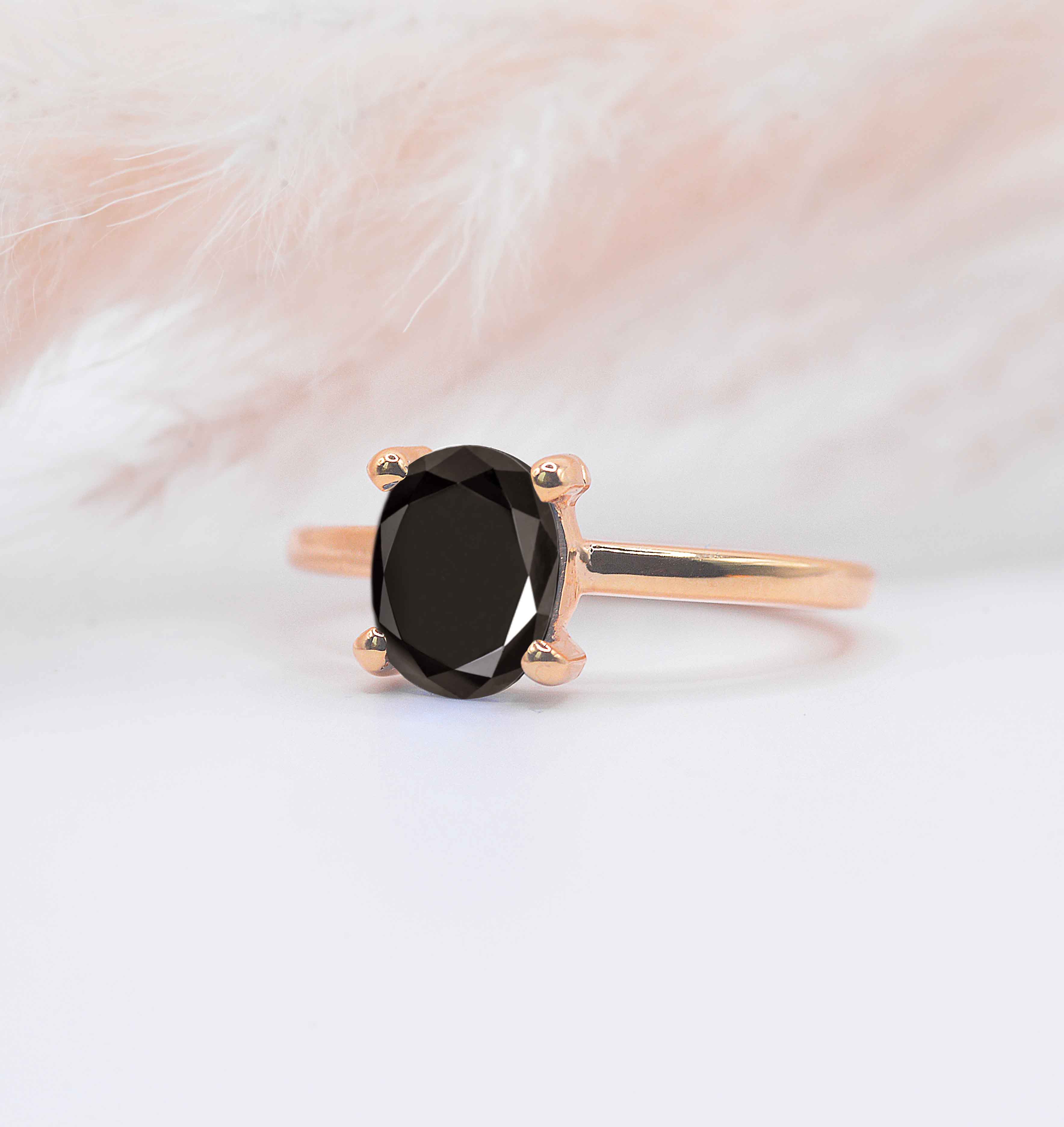 Oval black diamond ring and wedding band - DIORAH JEWELLERS