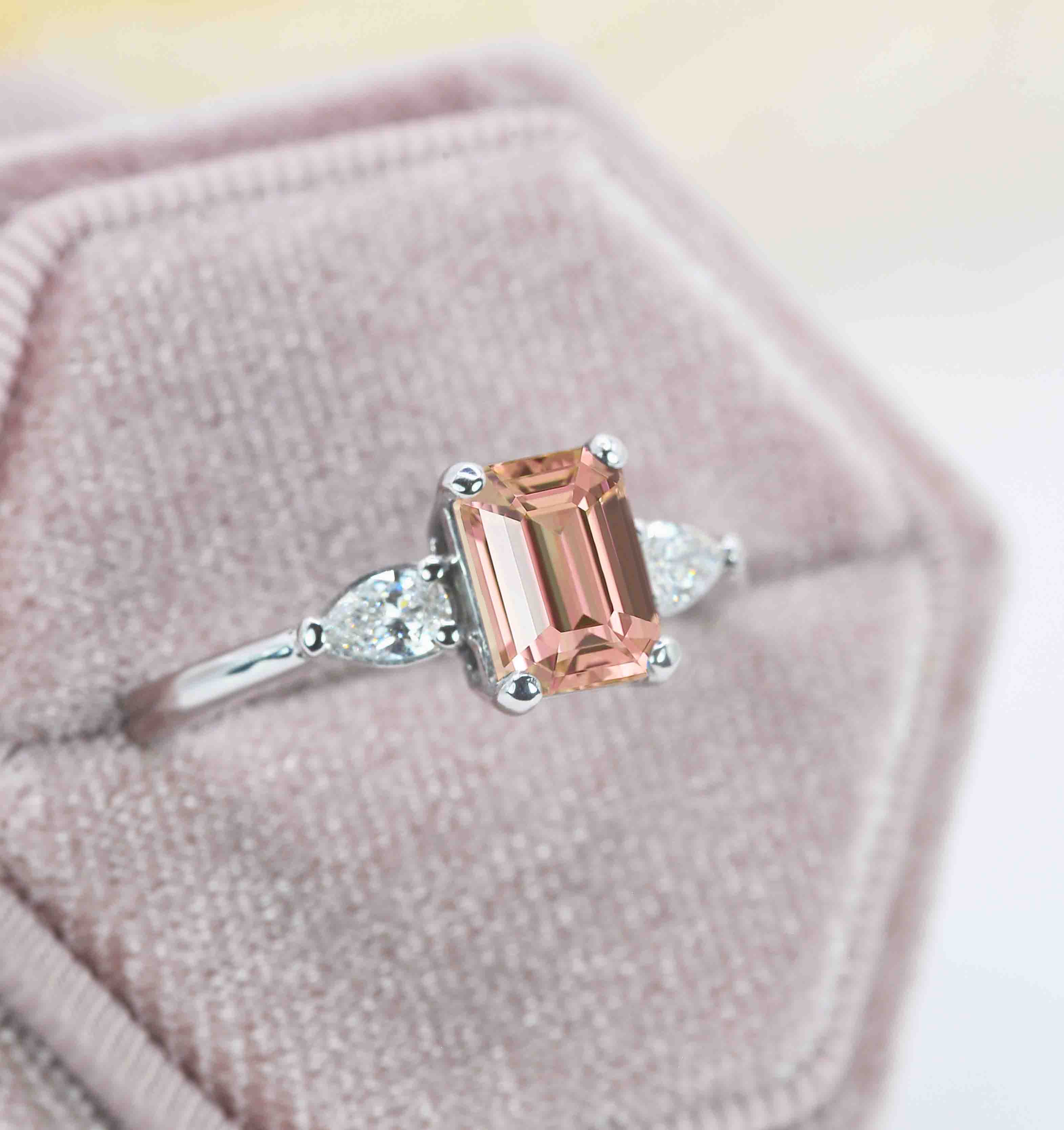 Natural morganite and pear diamond ring - DIORAH JEWELLERS
