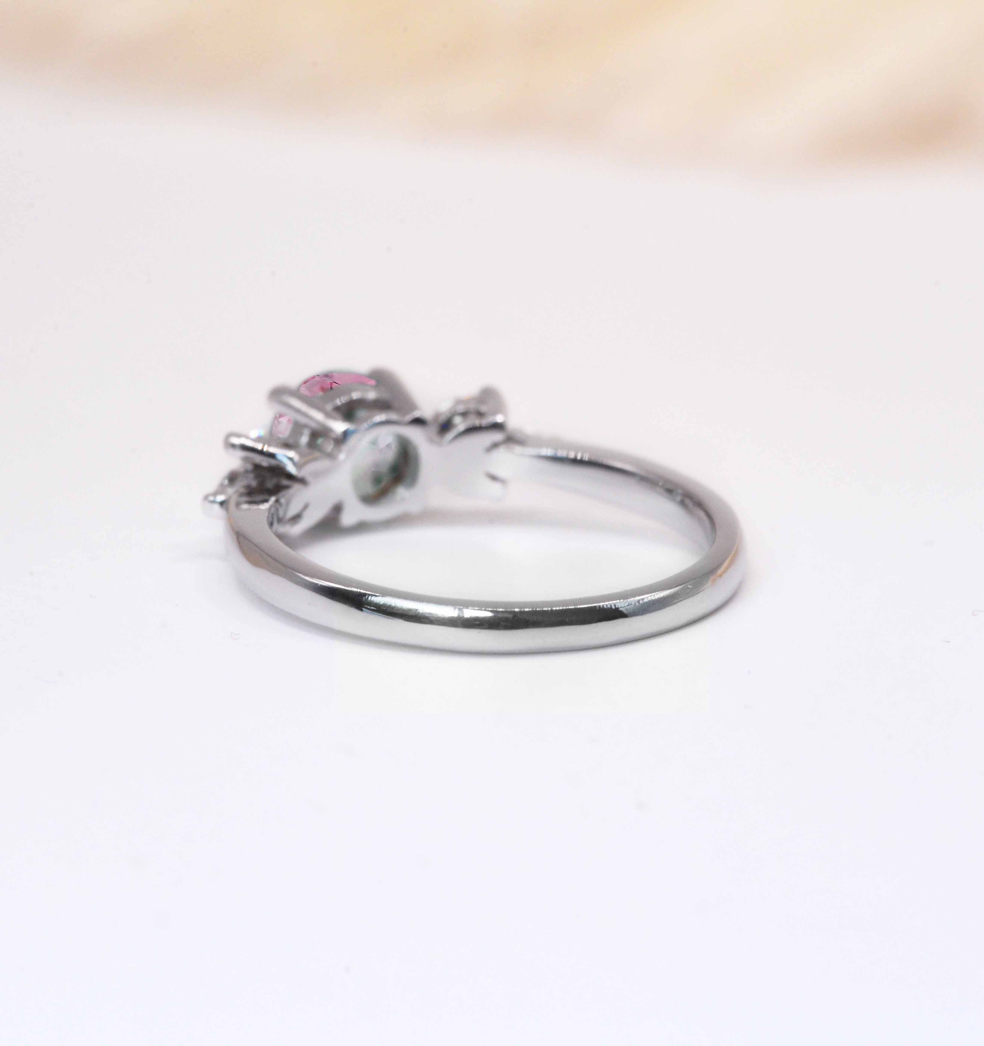 Natural pink sapphire white gold ring - DIORAH JEWELLERS
