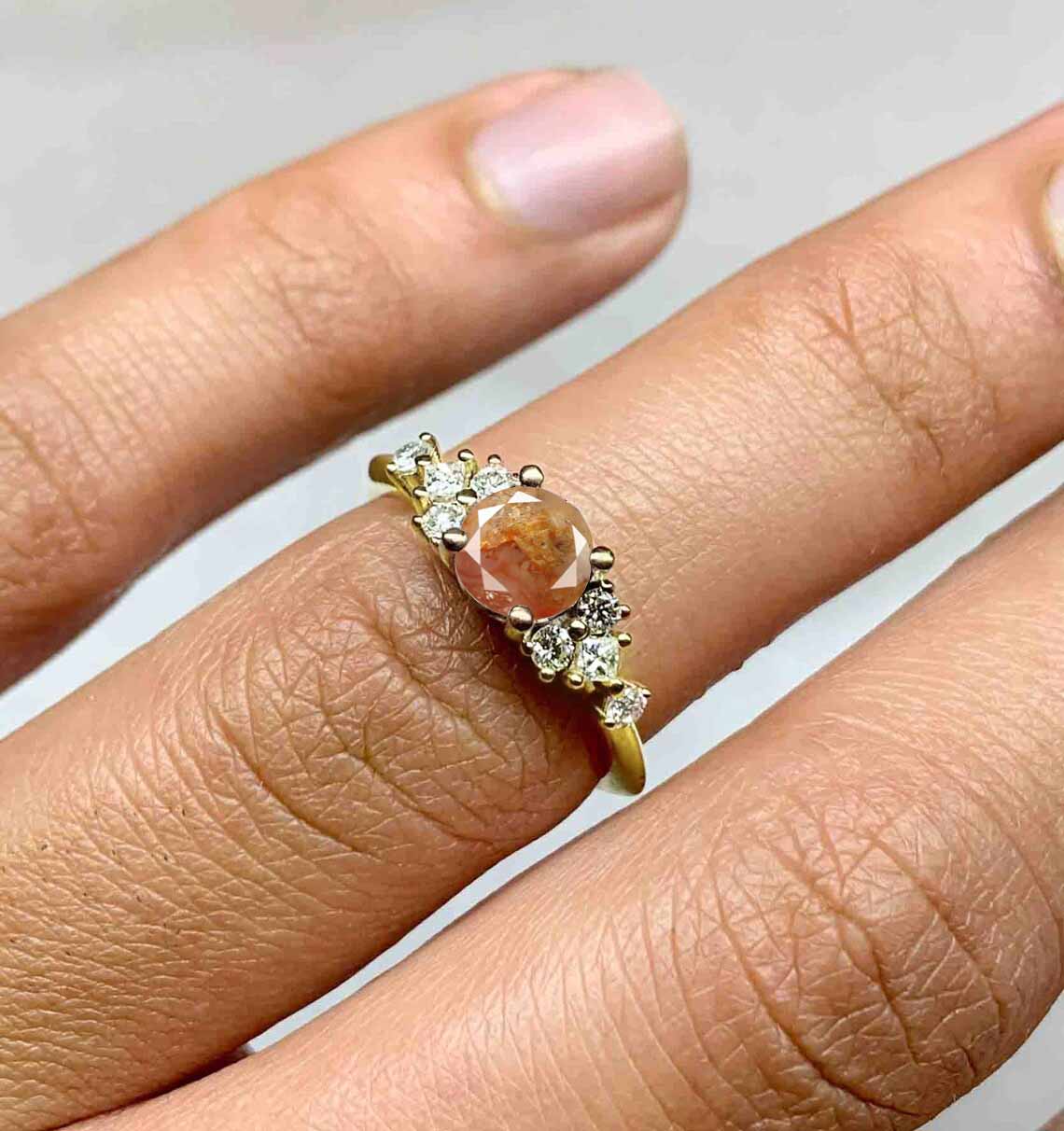 Rustic diamond engagement ring in yellow gold - DIORAH JEWELLERS