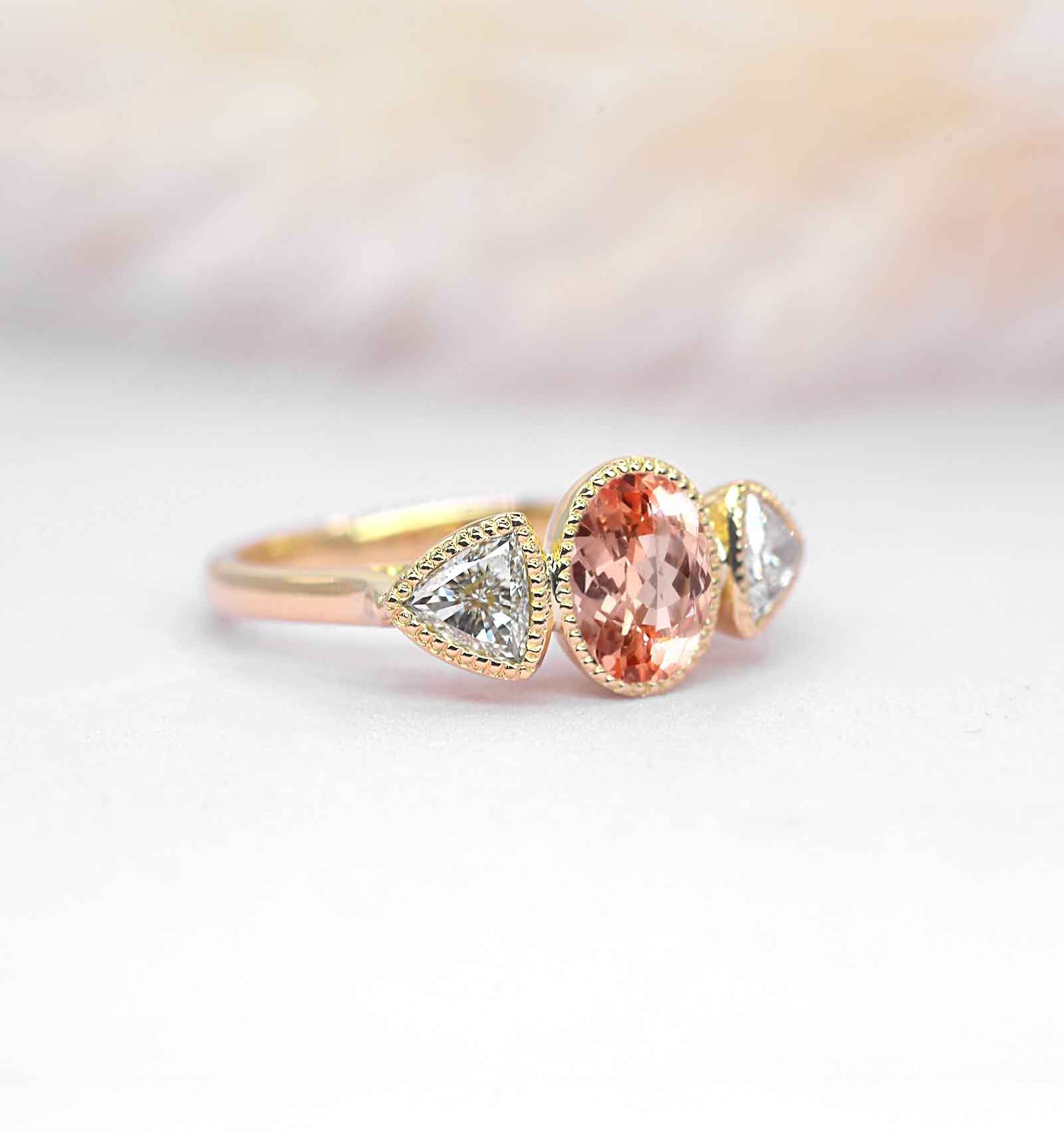Morganite and trilliant diamond ring - DIORAH JEWELLERS