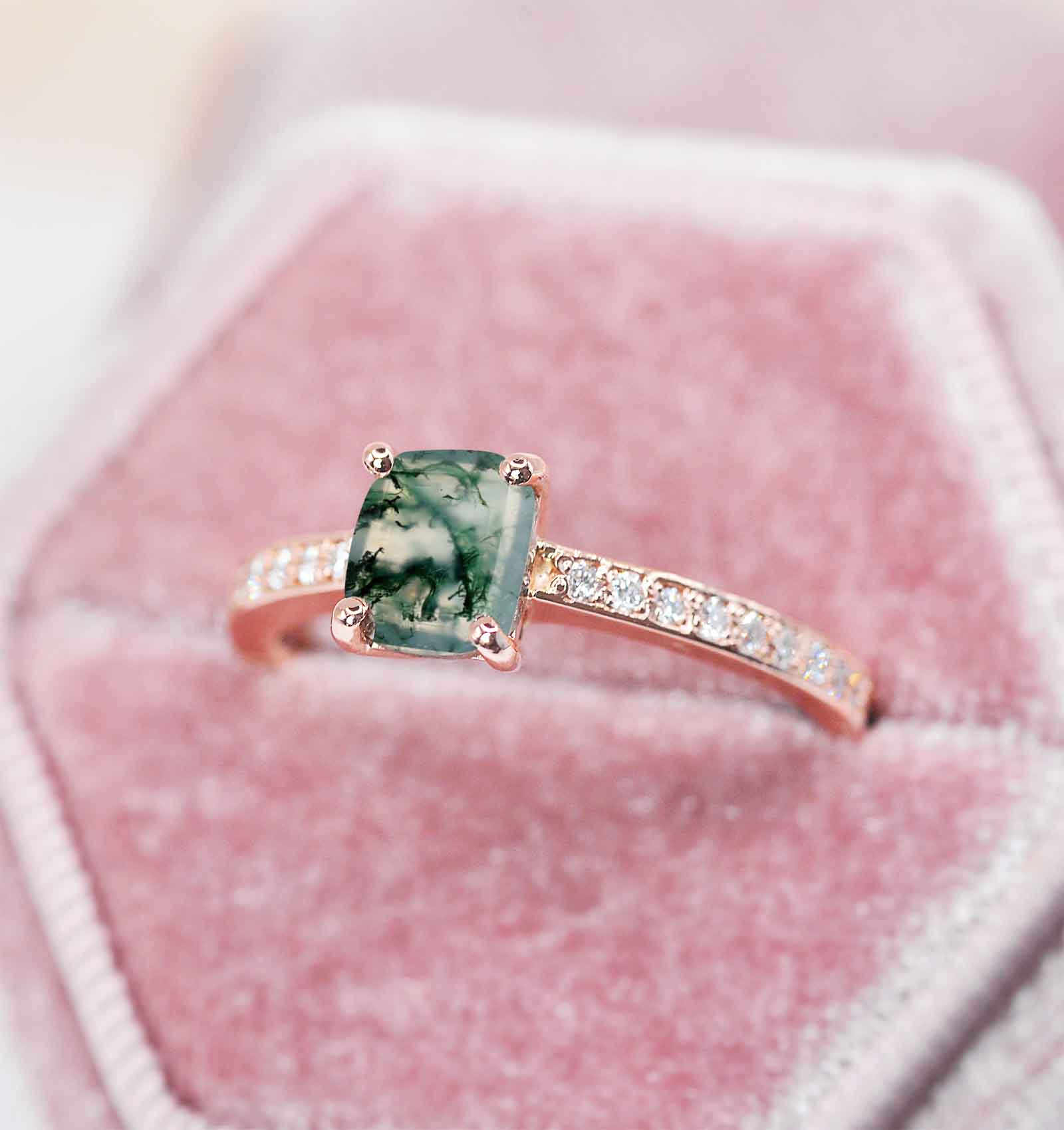 moss agate engagement ring - DIORAH JEWELLERS