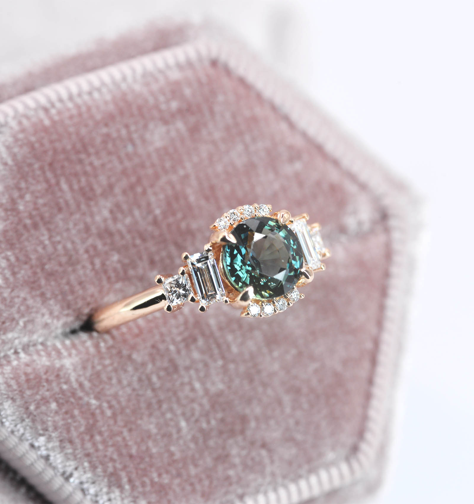Teal sapphire high ring - DIORAH JEWELLERS