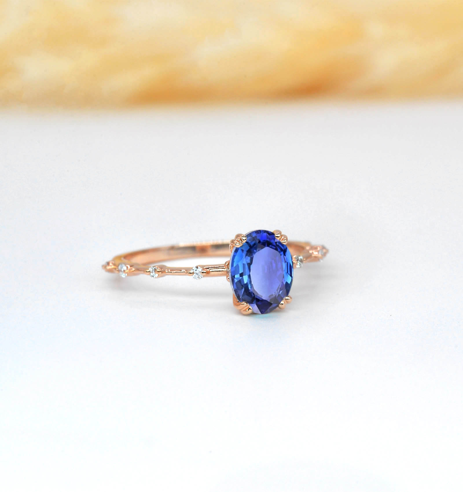 Ceylon blue sapphire engagement ring - DIORAH JEWELLERS