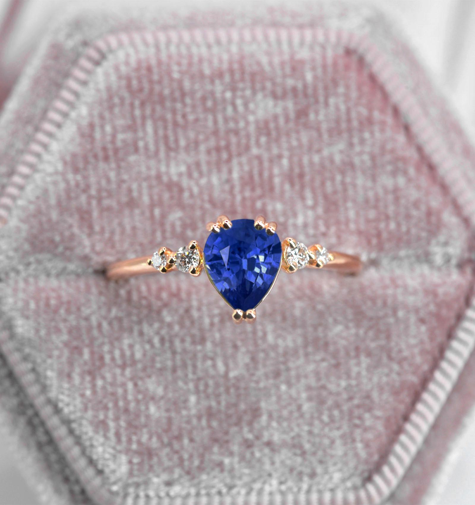Pear blue anniversary ring - DIORAH JEWELLERS