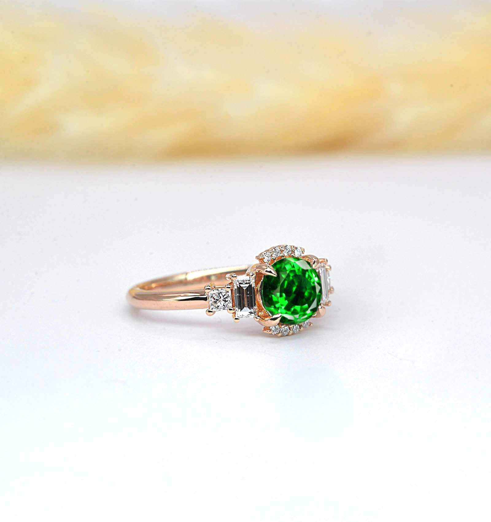 Tsavorite classic cluster engagement ring - DIORAH JEWELLERS