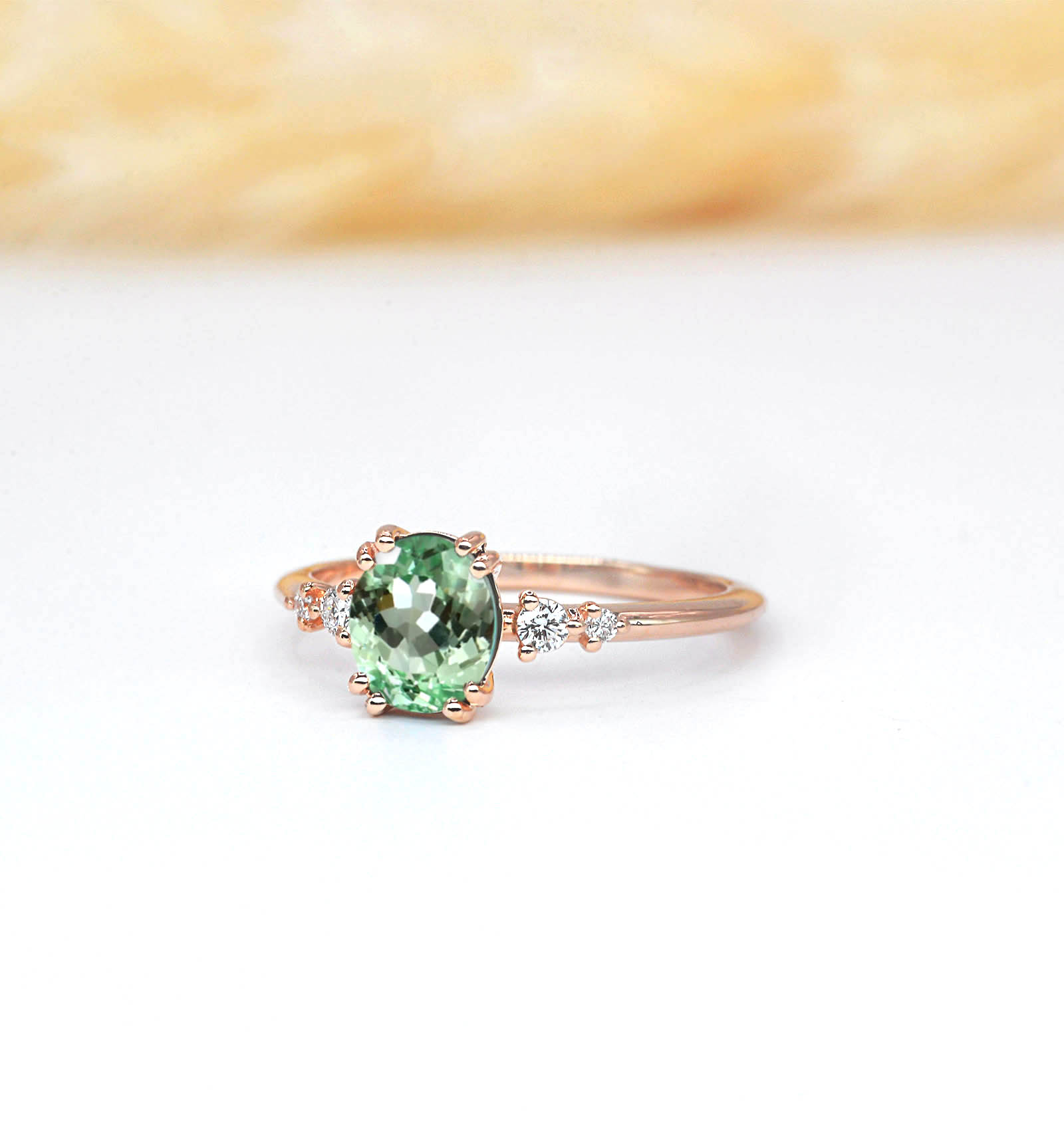 Mint green engagement anniversary ring - DIORAH JEWELLERS
