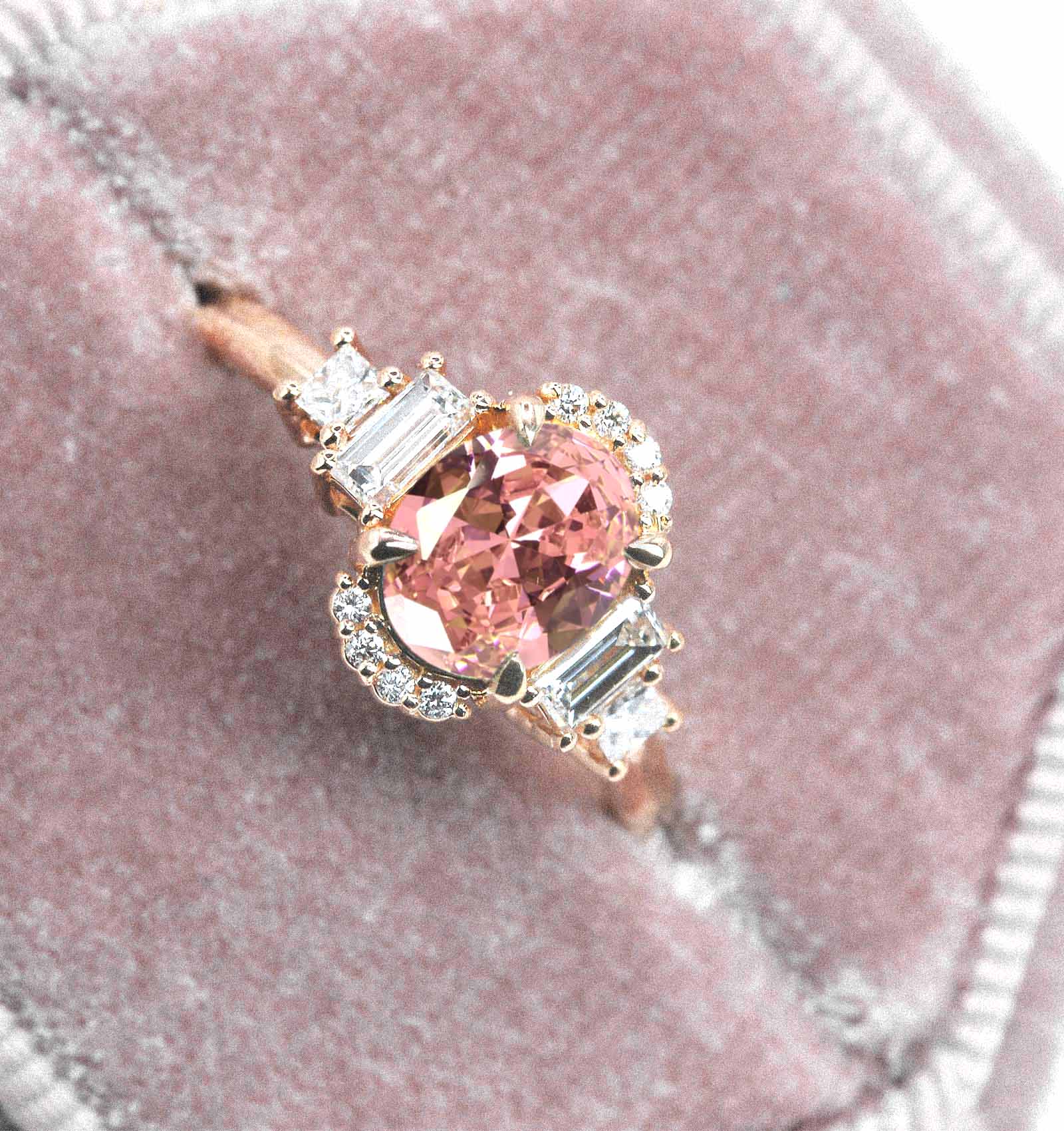 Oval morganite and diamond cluster ring - DIORAH JEWELLERS