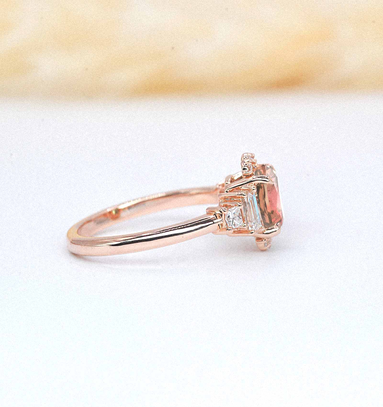 Oval morganite and diamond cluster ring - DIORAH JEWELLERS