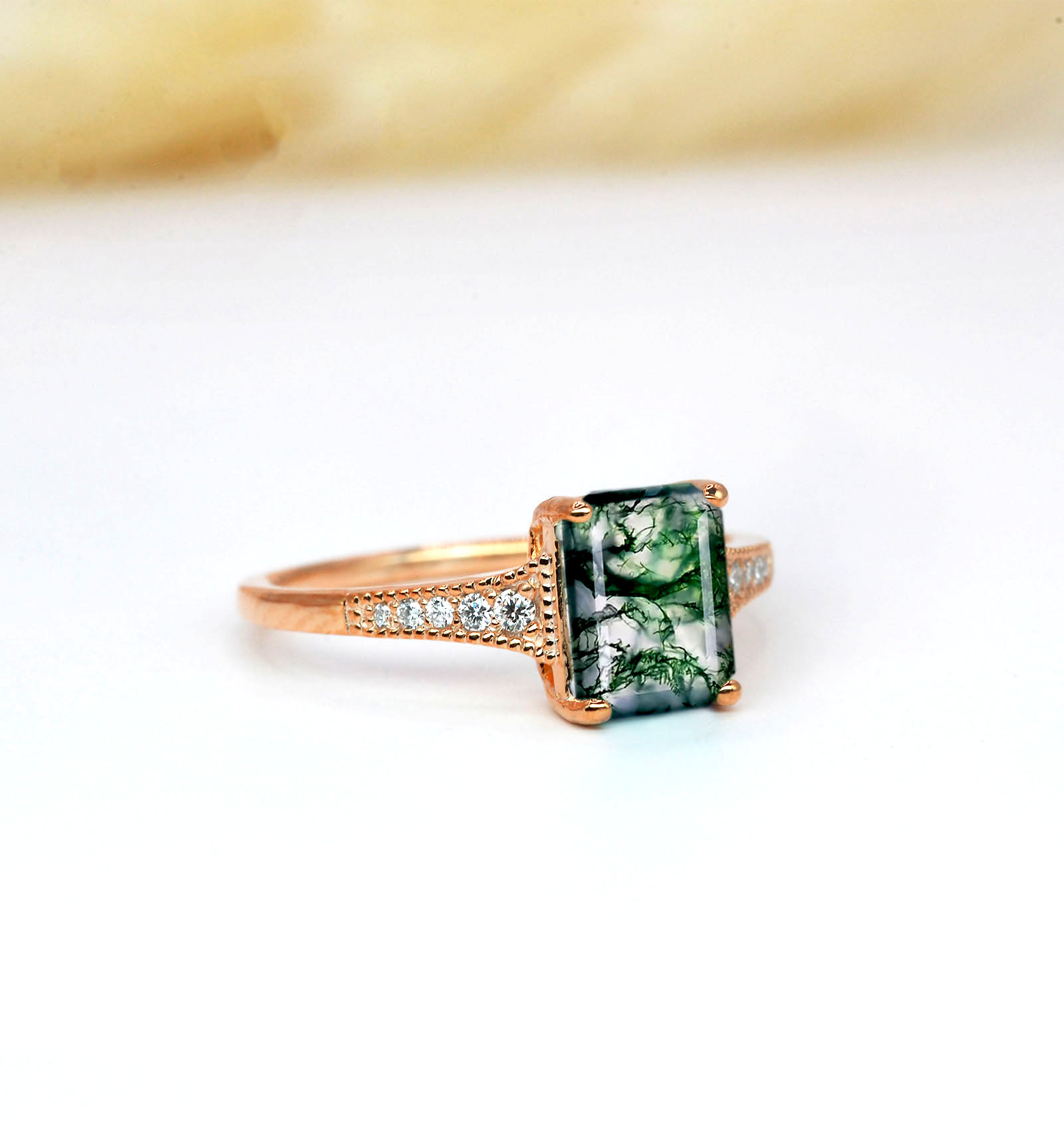 Moss agate classic ring - DIORAH JEWELLERS