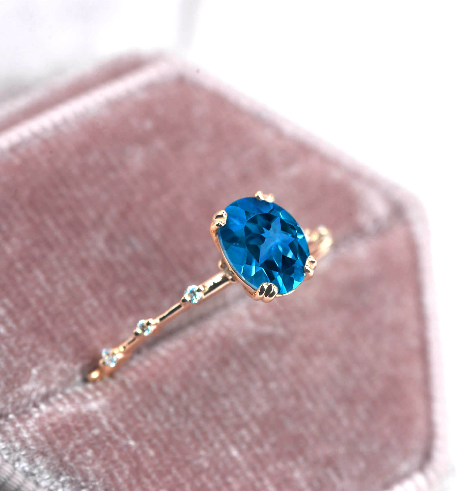 Oval blue topaz celebrity ring - DIORAH JEWELLERS