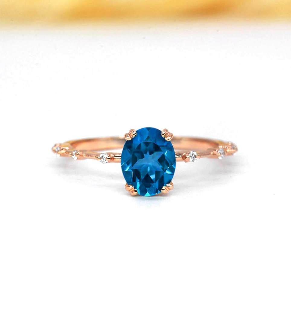 Oval blue topaz celebrity ring - DIORAH JEWELLERS