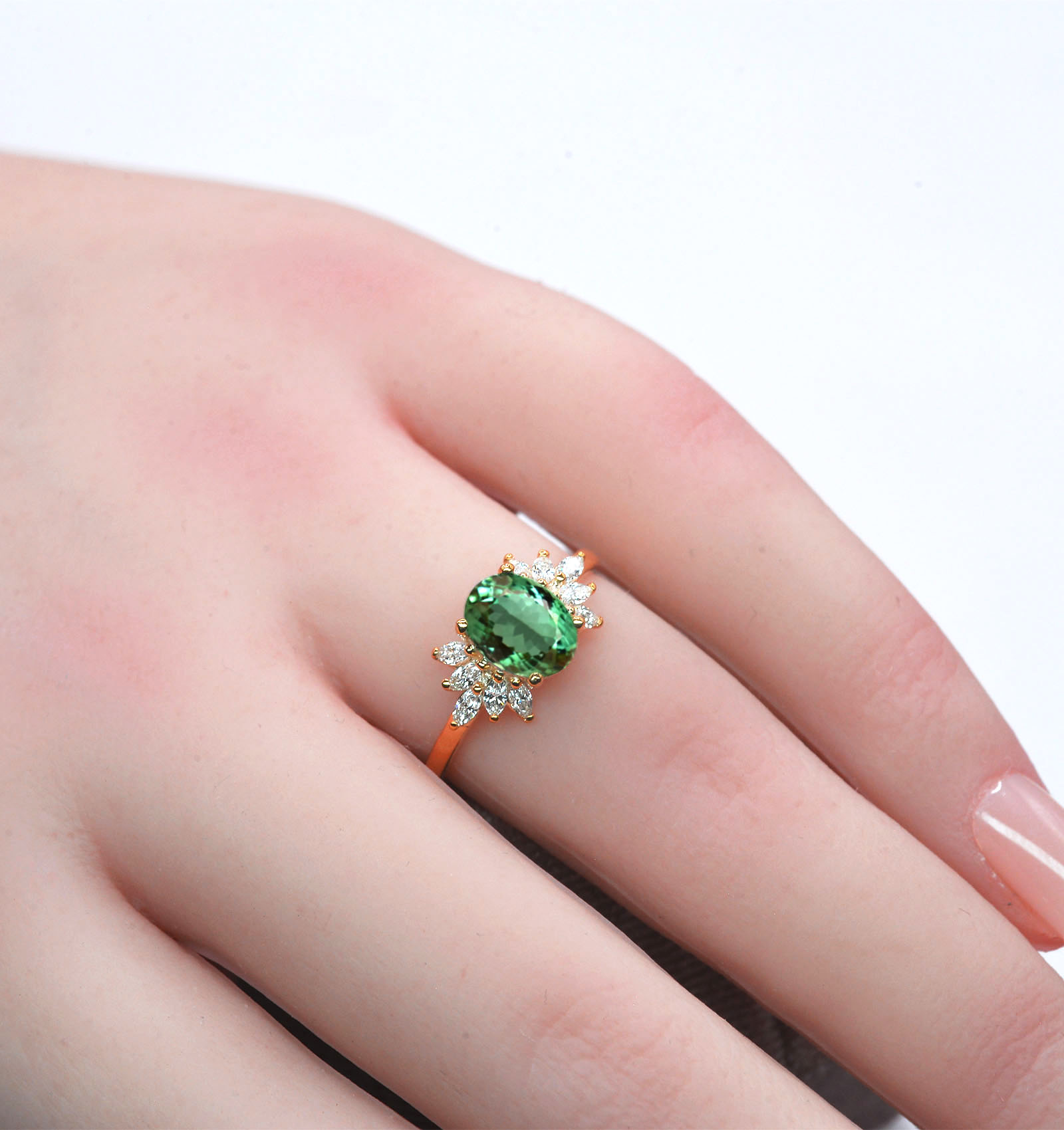 Mint sapphire cluster engagement ring - DIORAH JEWELLERS