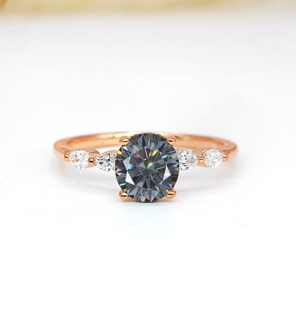 Bridal grey moissanite ring - DIORAH JEWELLERS