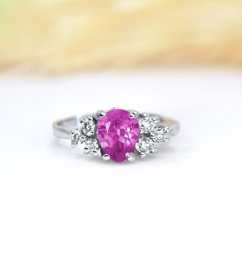 1.52ct pink sapphire and diamond art deco ring - DIORAH JEWELLERS