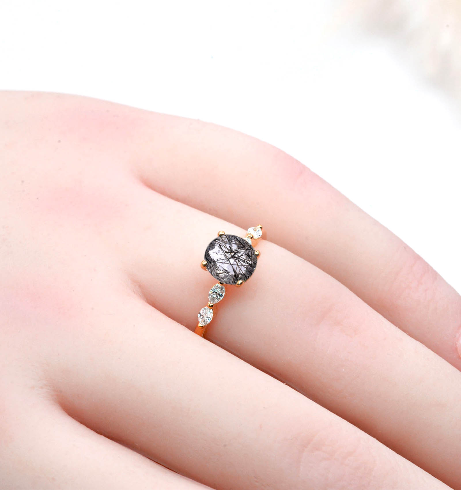 Natural rutile featuring vintage engagement ring - DIORAH JEWELLERS