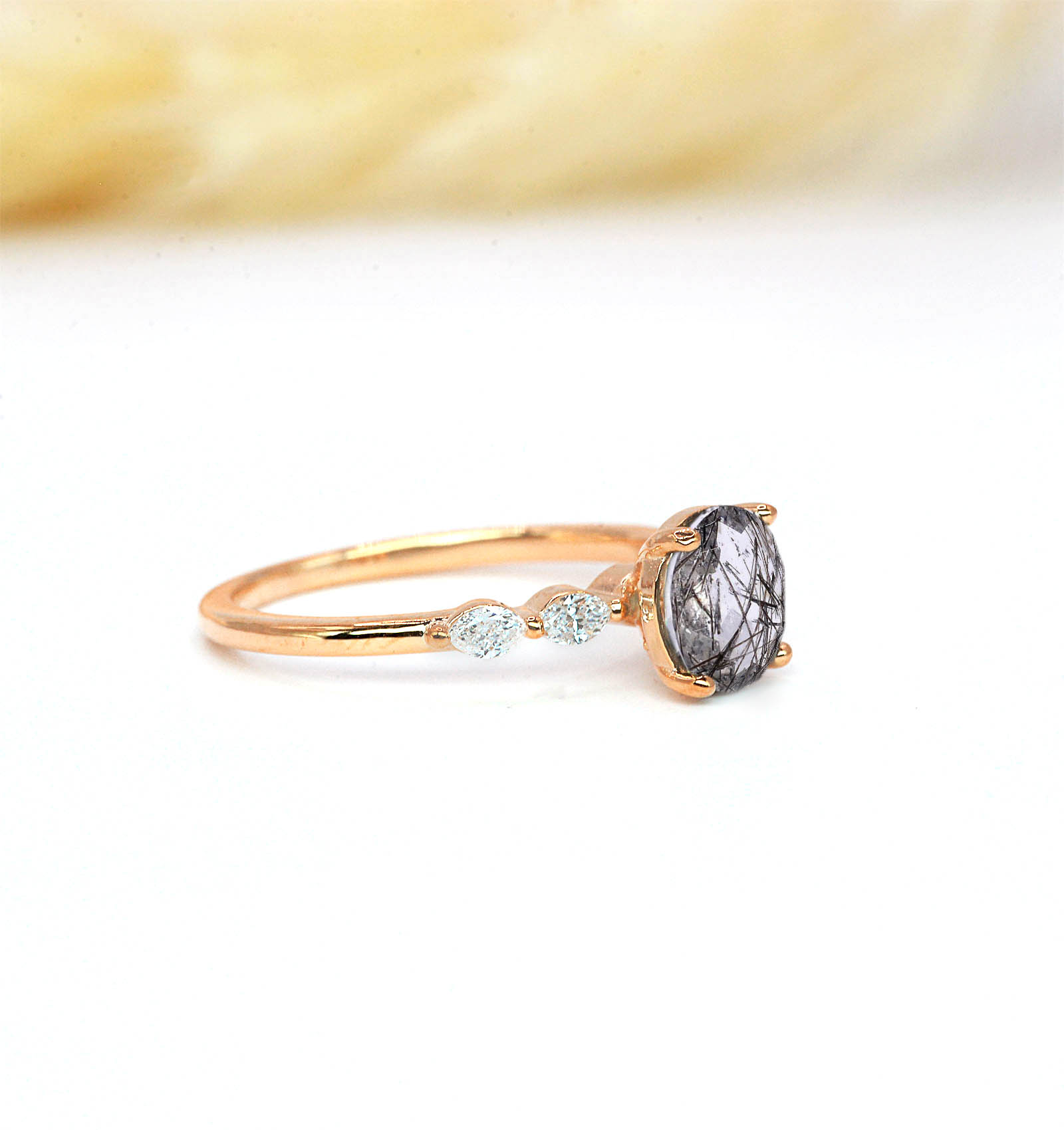 Natural rutile featuring vintage engagement ring - DIORAH JEWELLERS