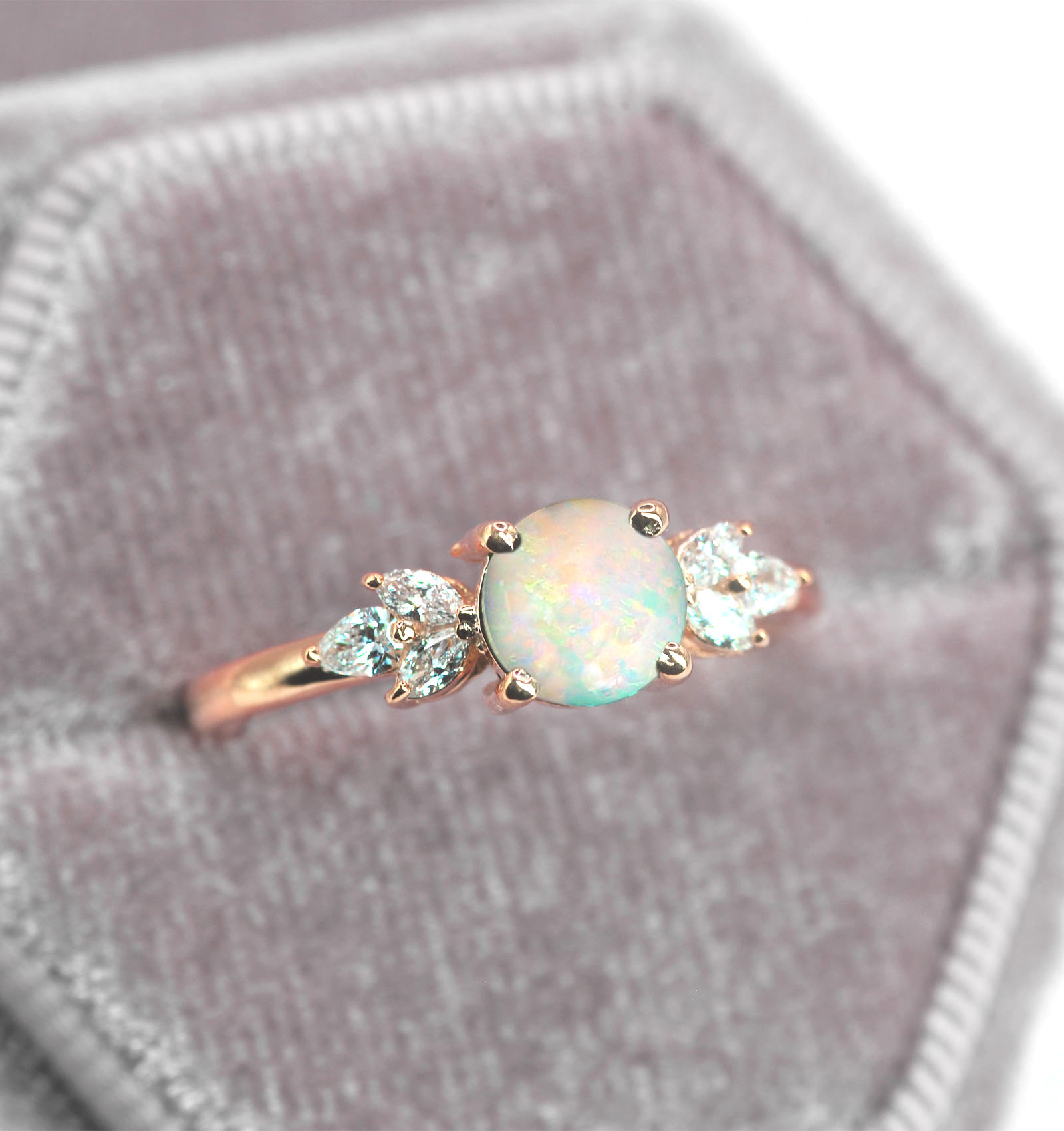 Opal and diamond engagement ring - DIORAH JEWELLERS