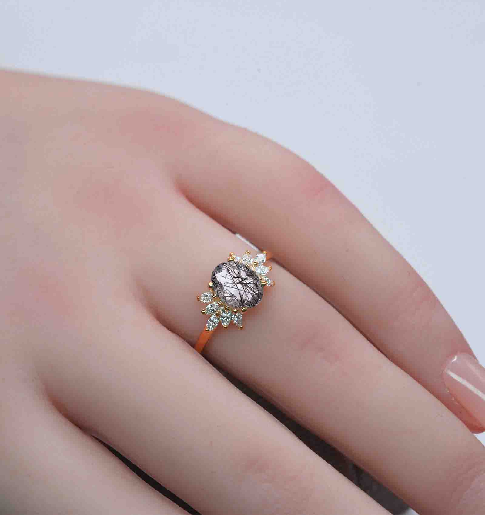 Rutile and diamond high celebrity ring - DIORAH JEWELLERS