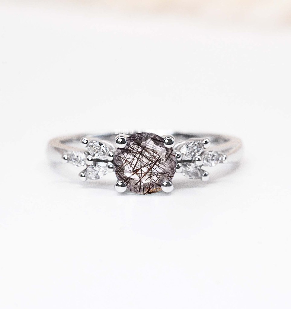 Rutile and marquise diamond art deco ring - DIORAH JEWELLERS